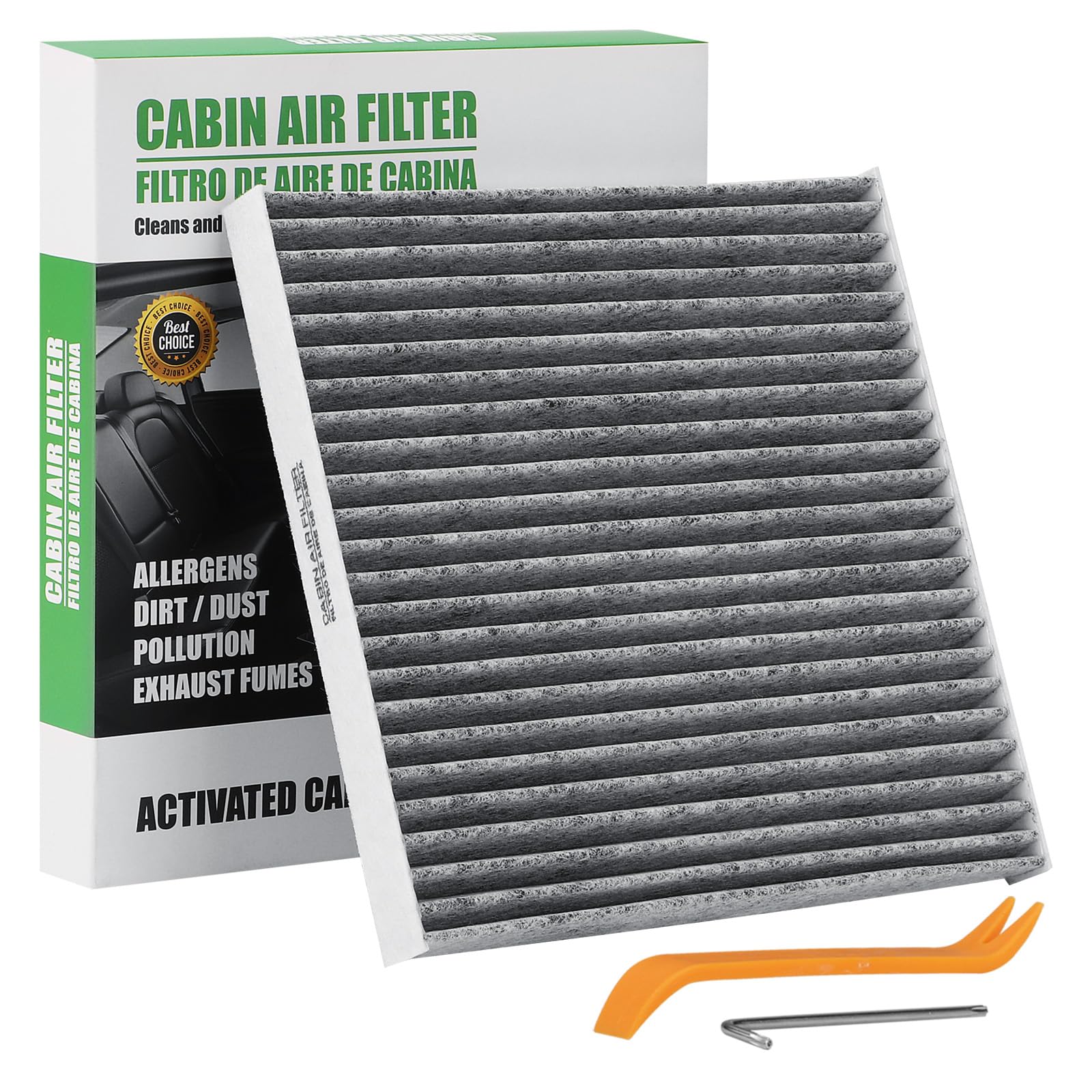 6033C(CF10374) Cabin Air Filter w/Activated Carbon Compatible with Toyota Tacoma 2005-2021,Dodge Dart 2013-2016,Pontiac Vibe 2003-2008.
