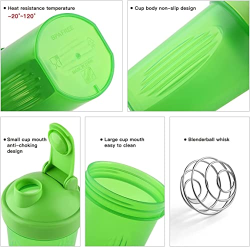 EBAT Shaker Bottle in Cute Pink (Lid & Body) w. Classic Loop Hook,Measurement Marks of 12 OZ/400 ML & A Small Stainless Whisk Blender Ball,Anti-Slip,BPA Free,PP5 Certified,Leak Proof,Dishwasher Safe
