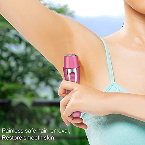 Rechargeable Facial Hair Removal for Women - Painless Nose Ear Eyebrows Trimmer Remover (Pink 2 in 1)
