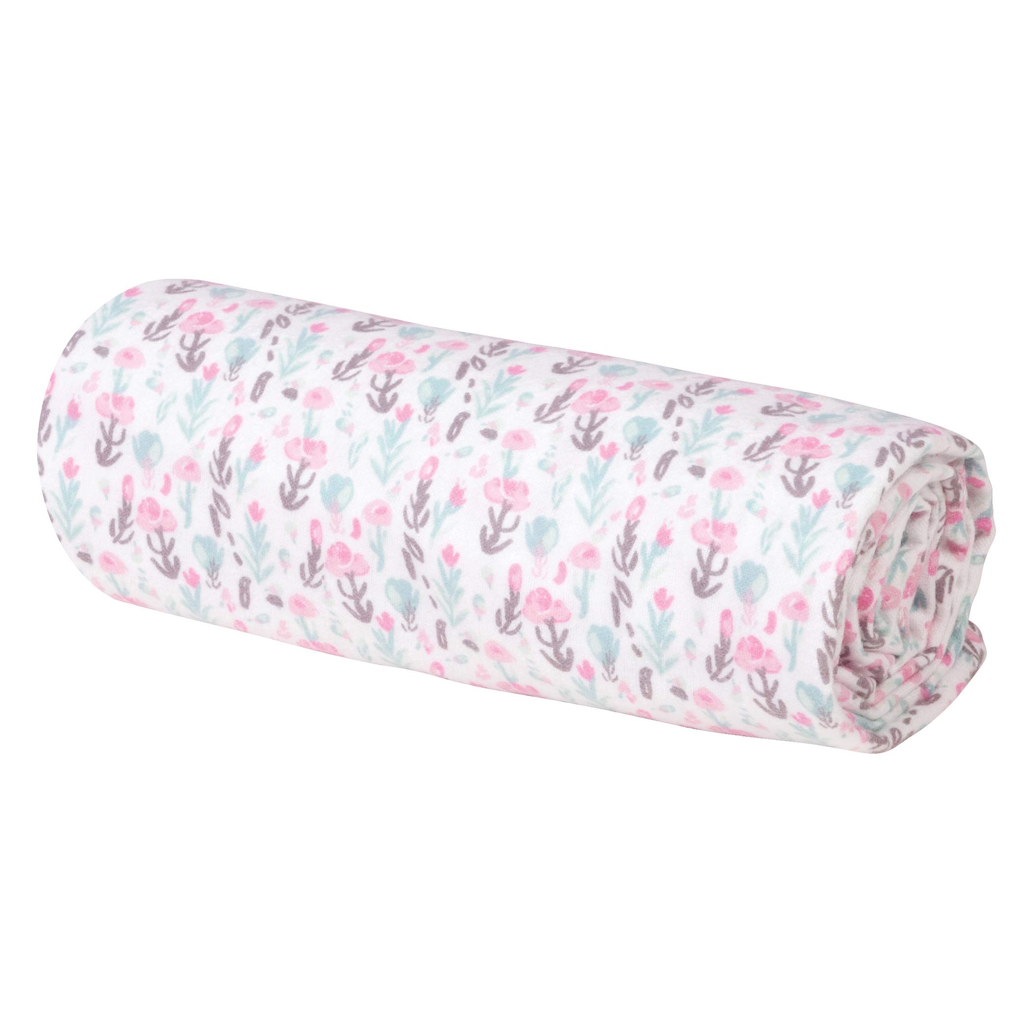 Trend Lab Pastel Painterly Floral Jumbo Deluxe Flannel Swaddle Blanket-Pastel Painterly Floral Watercolor Print, 100% Cotton Flannel, Pinks, Teal, Mint, Gray, 48 in x 48 in