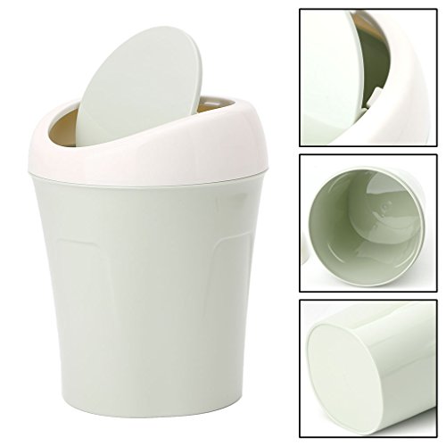 Beerty Mini Desktop Garbage Can Waste Basket Lightweight Trash Can with Lid Dustbin Container Box for Home Office Kitchen(Green)