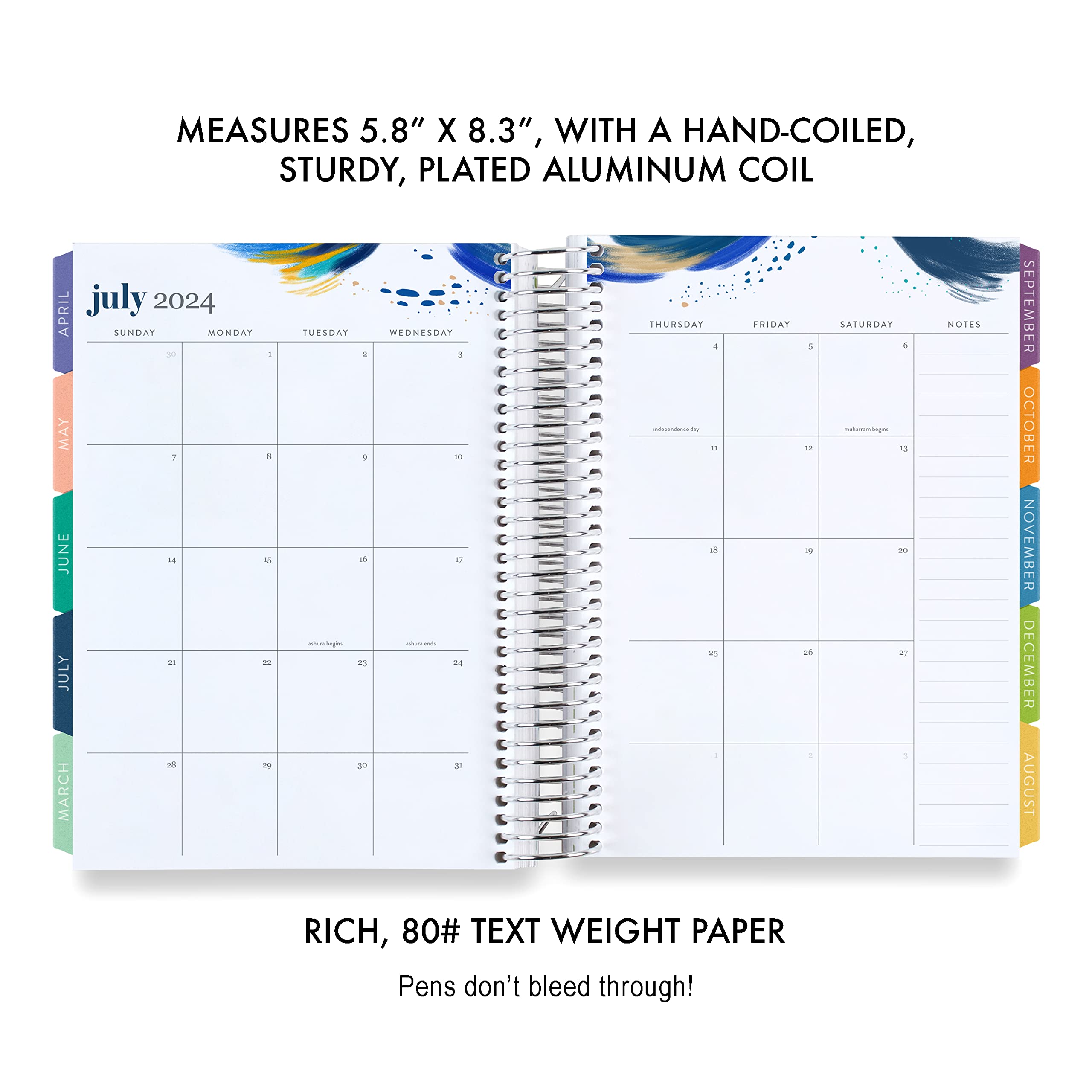 A5 Platinum Spiral Coiled Life Planner (July 2023 - June 2024) - 2023 Layers Colorful Classic Cover + Wildflowers Interior Pages. Horizontal Weekly & Monthly Agenda By Erin Condren