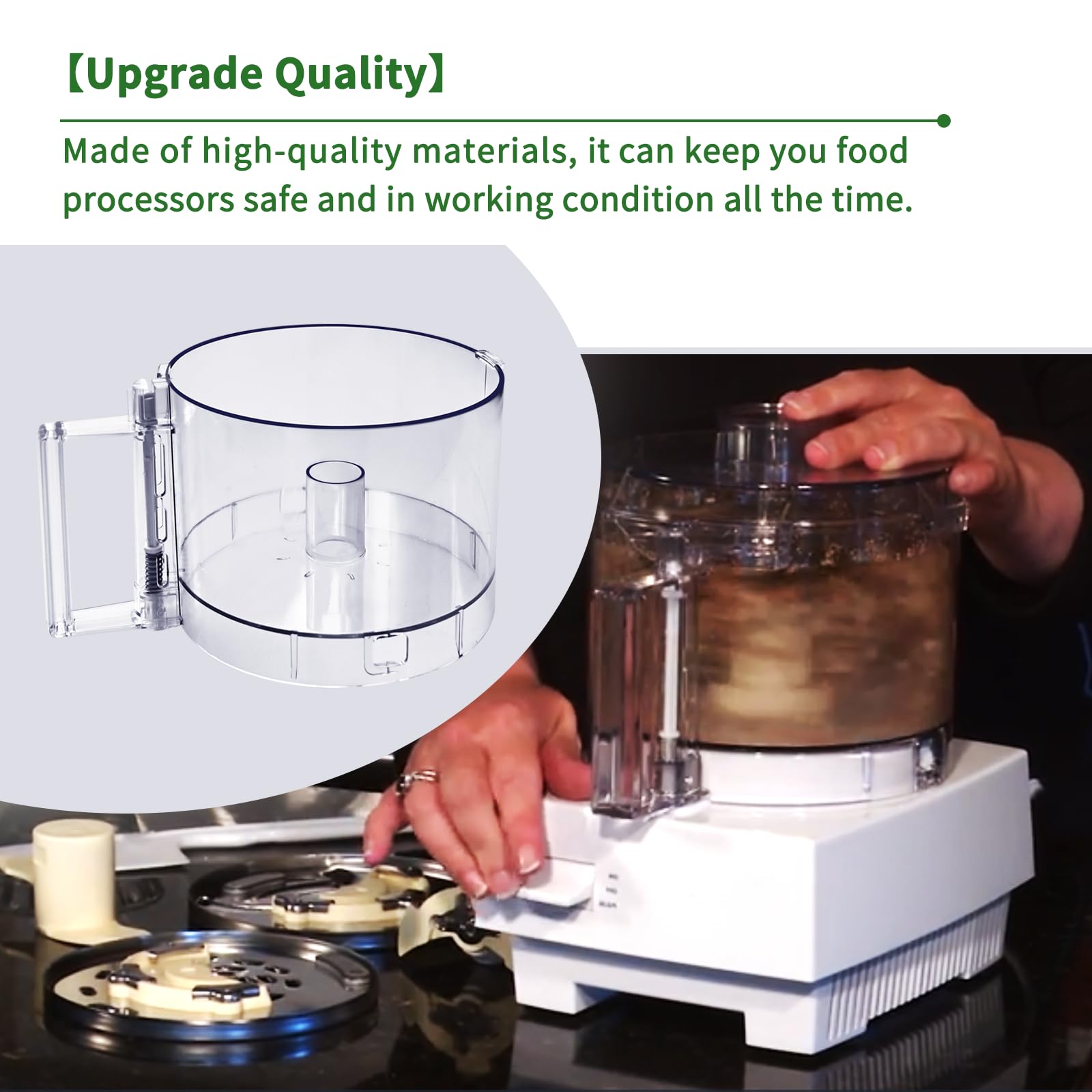 7-Cup Food Processor Work Bowl Compatible with Cuisinart DLC-10 Series,FP-631AGTX-1,NOTE:This bowl features 2 tabs on the top rim of the workbowl