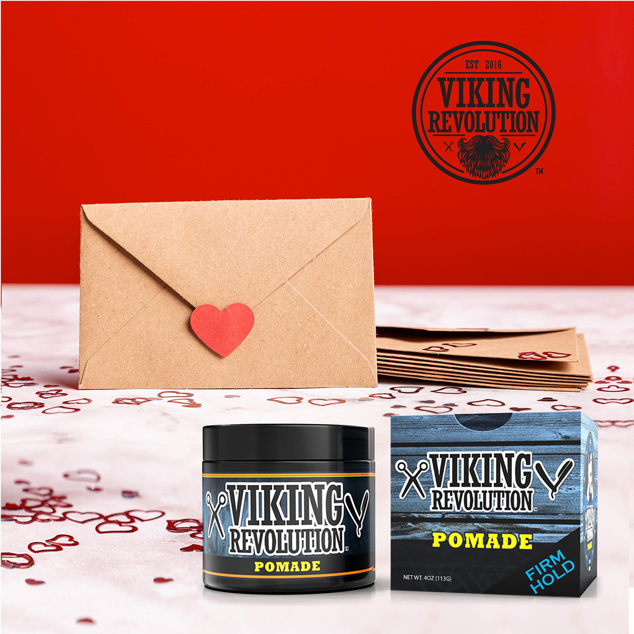 Viking Revolution Pomade for Men 4oz - Firm Strong Hold & High Shine for Classic Styling - Water Based & Easy to Wash Out (Firm, 1 Pack)
