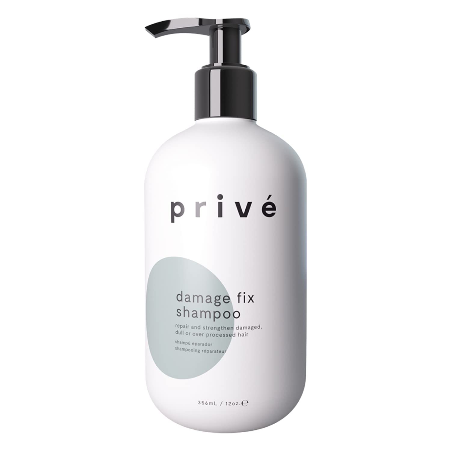 Prive Damage Fix Shampoo – Repair and Strengthen Damaged, Dull or Over Processed Hair from Within Natural Ingredients Vegan Cruelty-Free Color-Safe 12oz