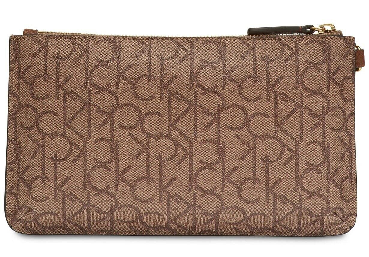 Calvin Klein CK Logo Floral Embroidered Phone Wristlet Walllet Clutch Bag