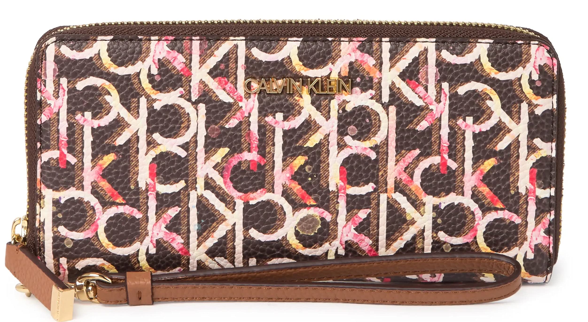 Calvin Klein Signature Zip Around Wallet Wristlet Clutch Bag