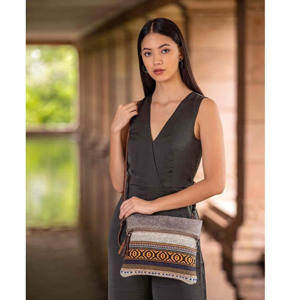Myra Bag Swing High Small & Crossbody Bag Upcycled Cotton & Hair Leather S-2878