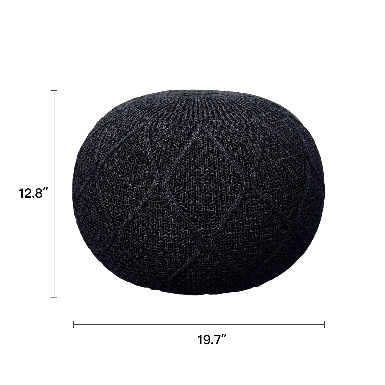 ARTPLAN Outdoor Pouf Ottoman Foot Rest Hand Weaving Knight Home Nahunta Pouf Round Kintted Olefin,Dark Blue