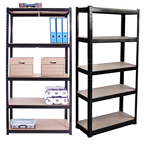 AUTOFU Heavy Duty Garage Storage Shelves Metal Shelving with Adjustable 4 Shelf, Boltless Racking Organizer for Industrial Home Shed Kitchen Workshop Storage, 64" x 31" x 16", Black