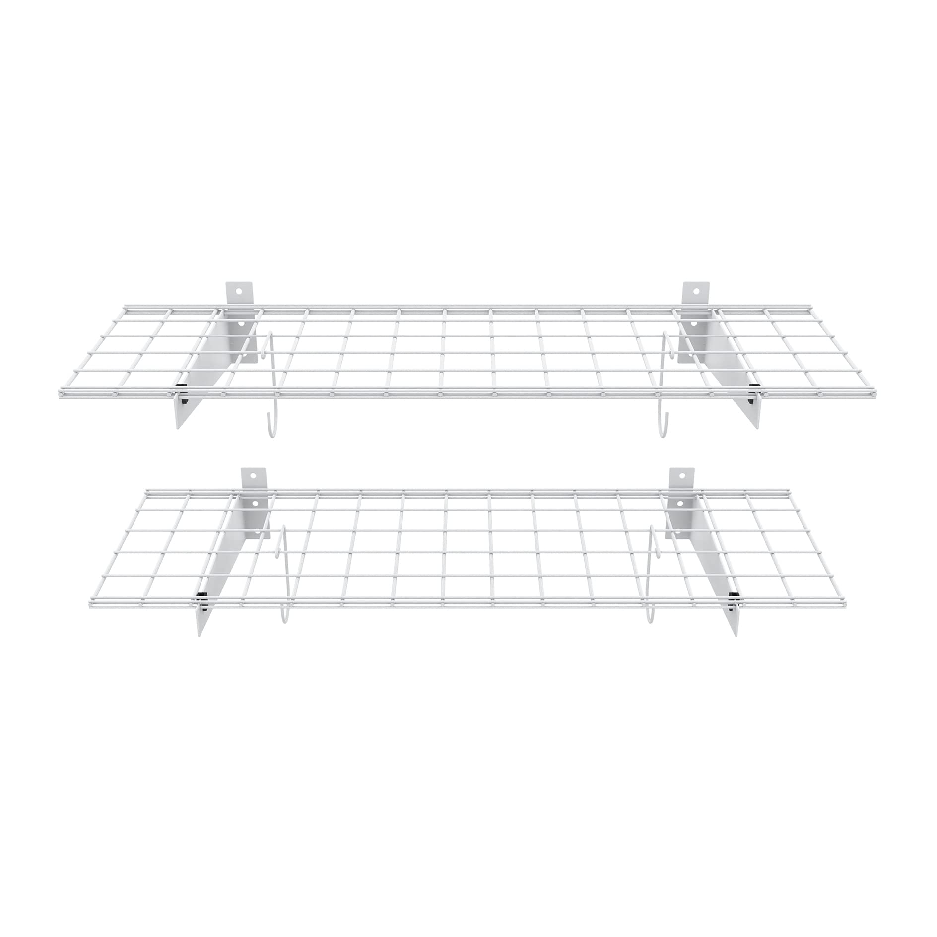 TORACK 2 Pack Garage Storage System Shelves, 15" x 45" Wall Mounted Wire Shelves for Storage Heavy Duty Garage Wall Shelving(Pack of 2, White)