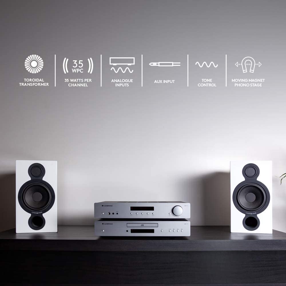 Cambridge Audio AXA35 35 Watt 2-Channel Integrated Stereo Amplifier | Built-in Phono-Stage | .25 Inch Jack, 3.5mm Aux