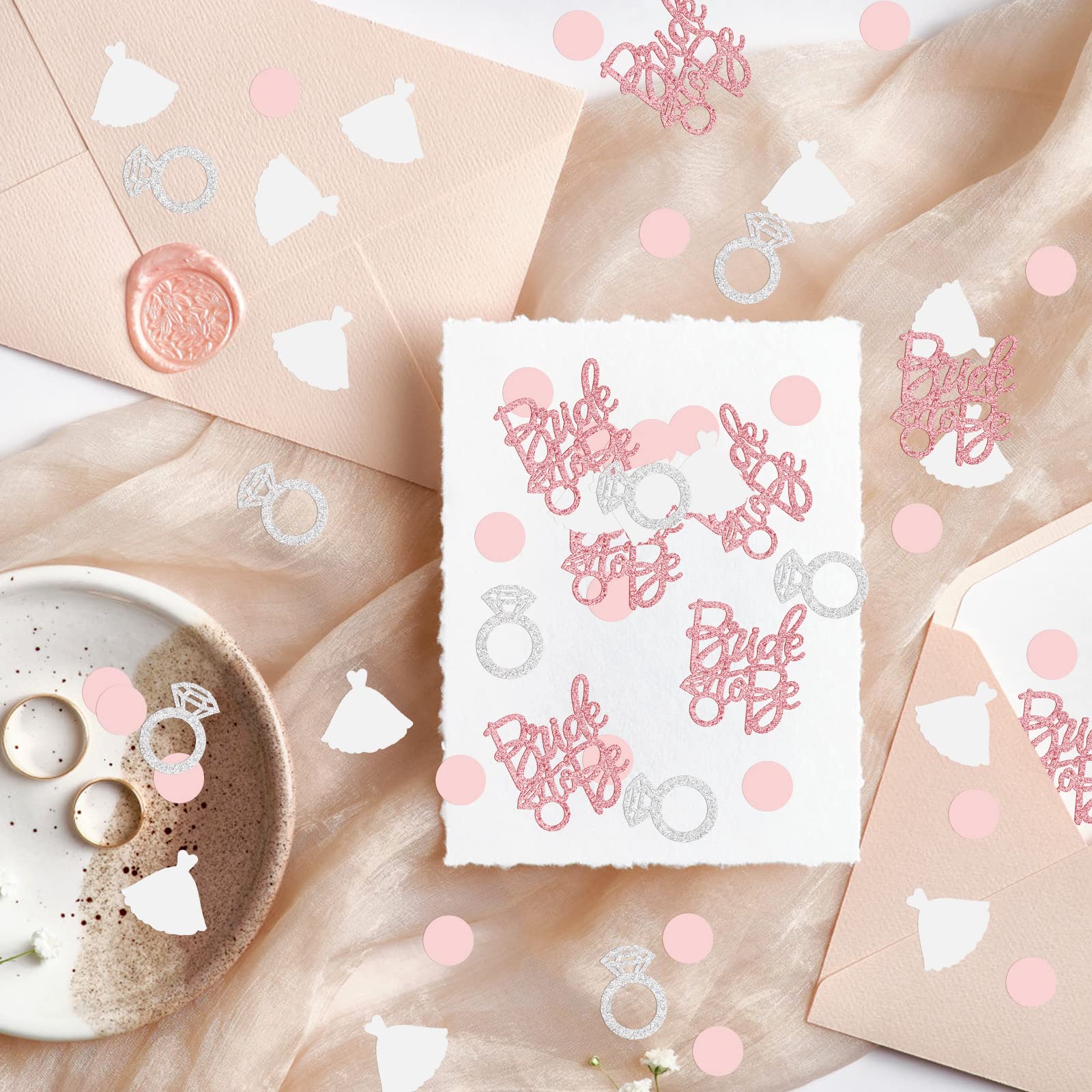 Bridal Shower Table Decorations, Bride To Be Glitter Confetti, Diamond Ring, Circle Dot, Wedding Dress Confetti, Engagement, Bachelorette Party, Wedding Shower Decor (200 Pcs)