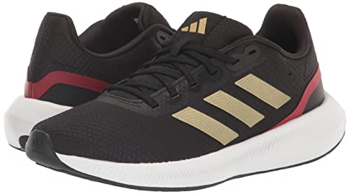 adidas Men's Run Falcon 3.0 Shoes Sneaker, Core Black/Gold Metallic/Better Scarlet, 10.5