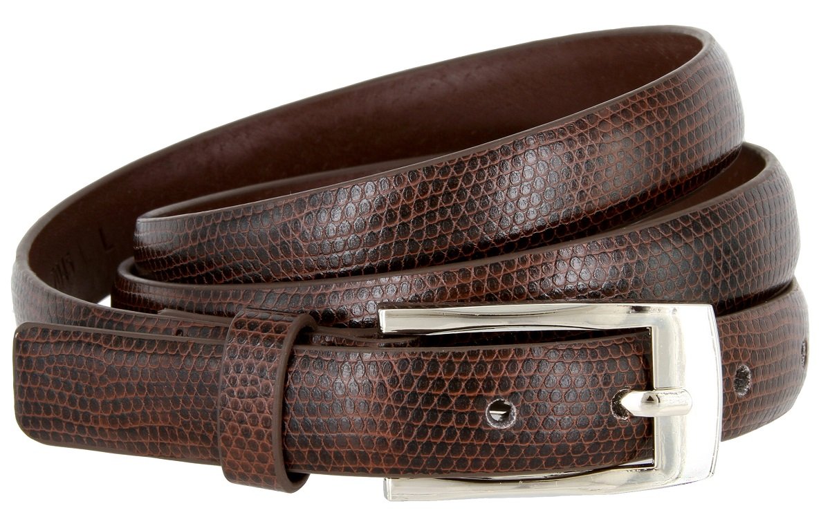 7045 Women's Skinny Lizard Embossed Leather Casual Dress Belt (Red, Small)