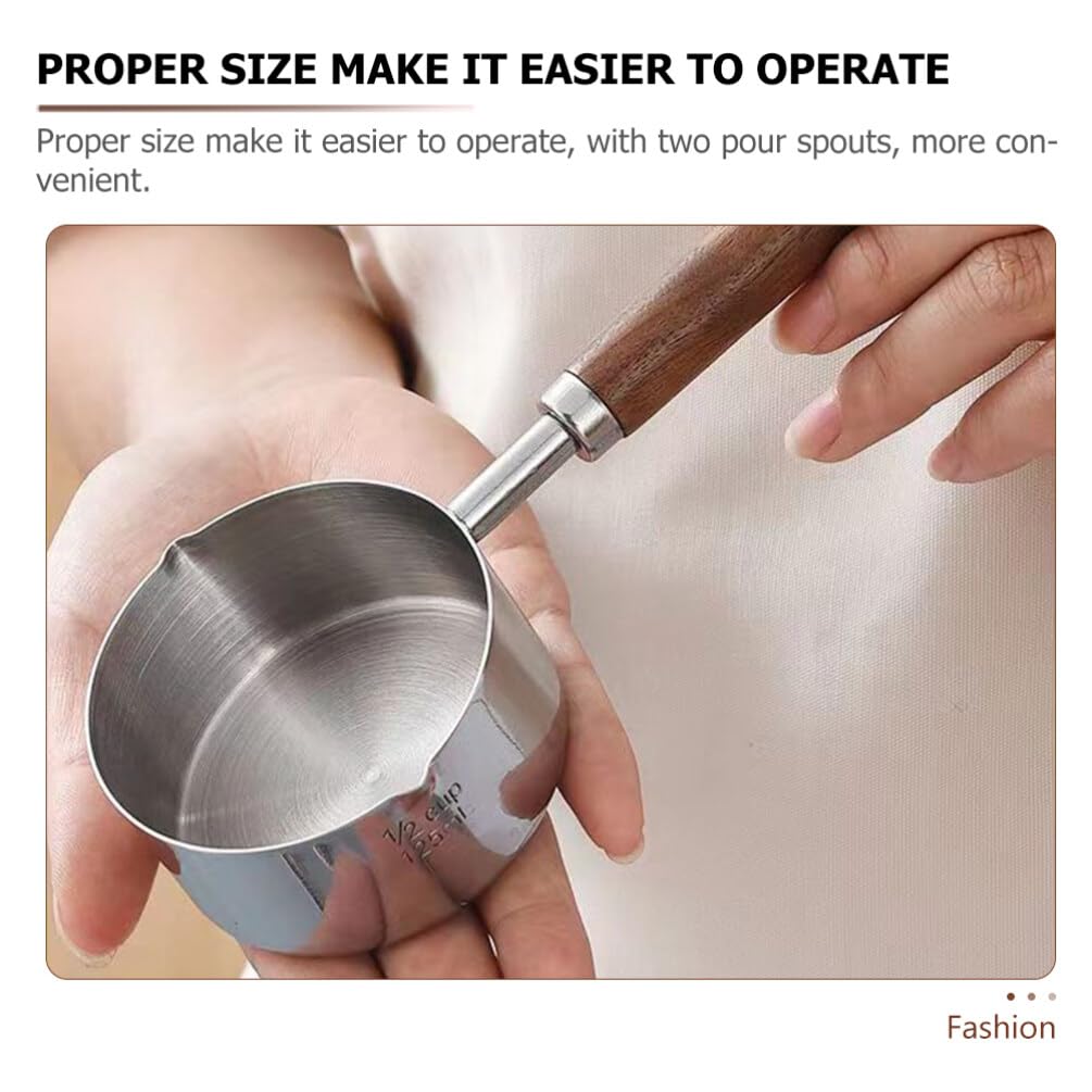 ABOOFAN 250ml Stainless Steel Mini Butter Warmer Small Milk Pot Coffee Milk Warmer