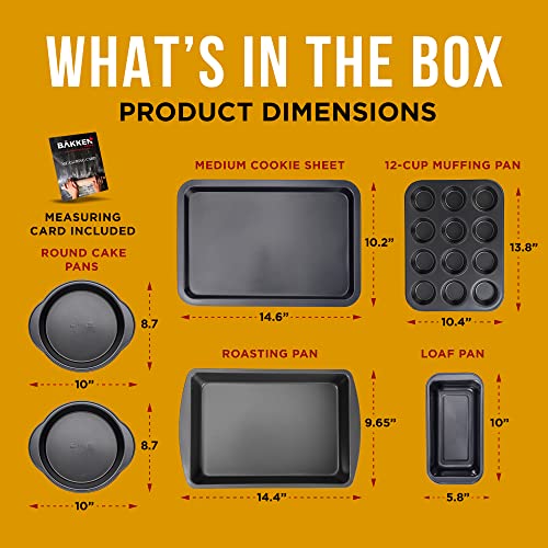 Baking Set β 6 Piece β Deluxe Non Stick Black Coating Inside and Outside β Carbon Steel Bakeware Set β PFOA PFOS and PTFE Free by Bakken