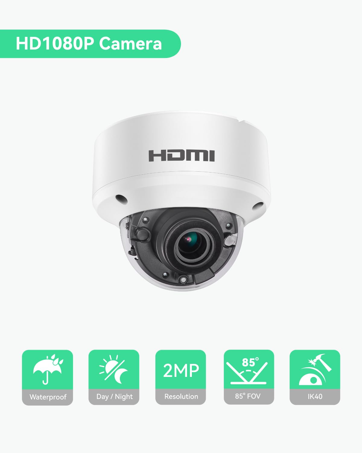 LINOVISION HD1080P HDMI Security Camera with HDMI or VGA Output, Display HD Video Directly on TV or HDMI Monitor Without Delay, HDTVI Loopout for Continuous Recording in DVR, 2.8mm Fixed Lens