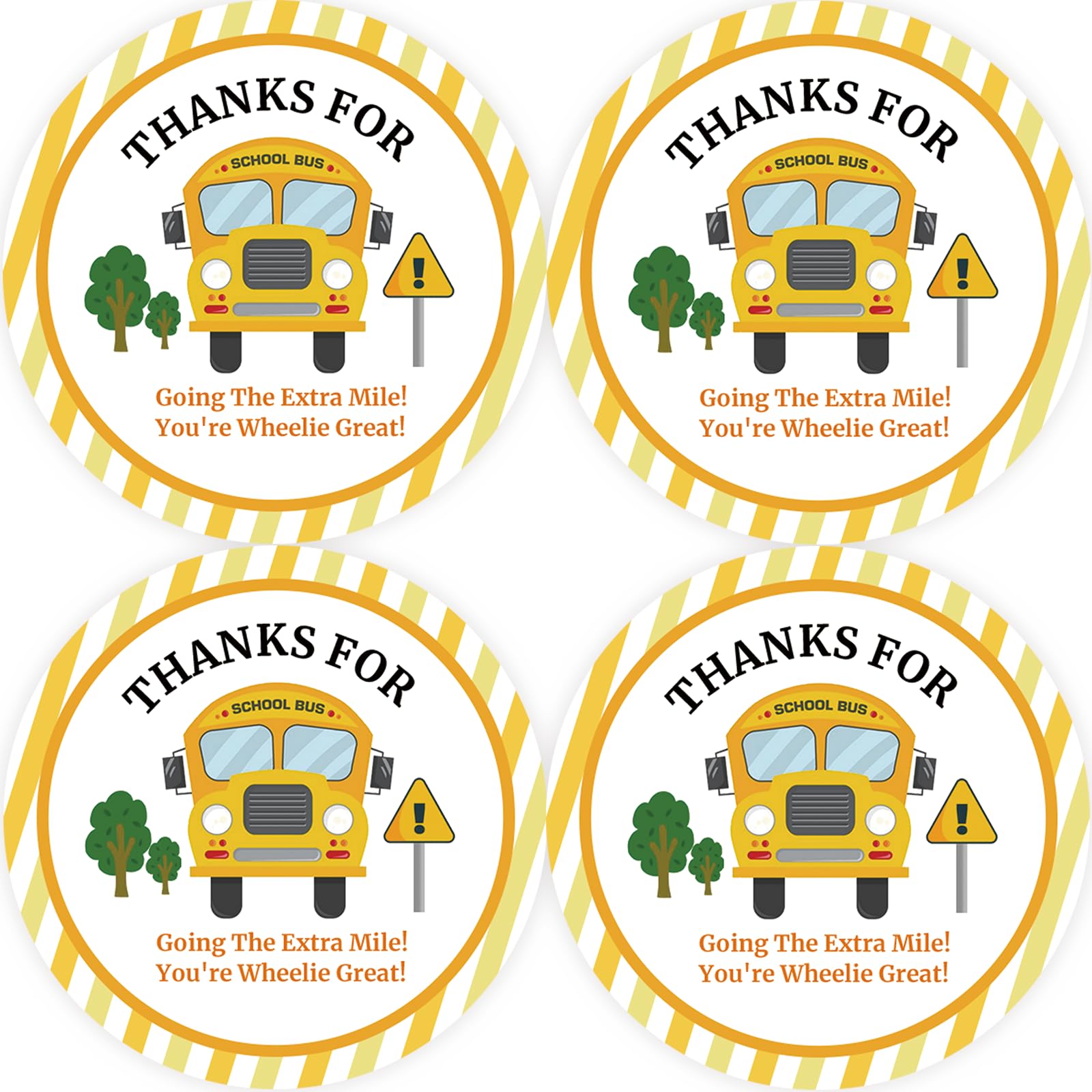 40pcs School Bus Thank You Stickers, Go The Extra Mile Transportation Thank You Stickers, School Bus Thanks Stickers, Bus Thank You Stickers for Birthday Thank Party Favors
