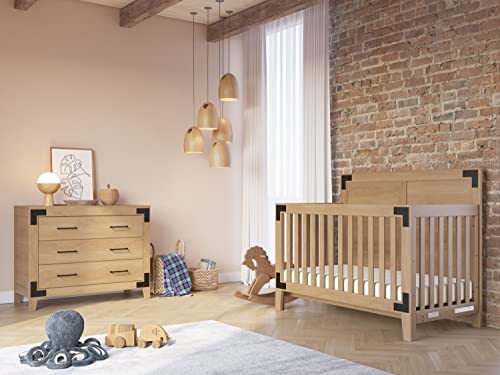 Child Craft Lucas 3 Drawer Wood Dresser, Anti-Tip Kit, Extra-Large Storage for Baby Nursery, Kid’s Room (Nutmeg)
