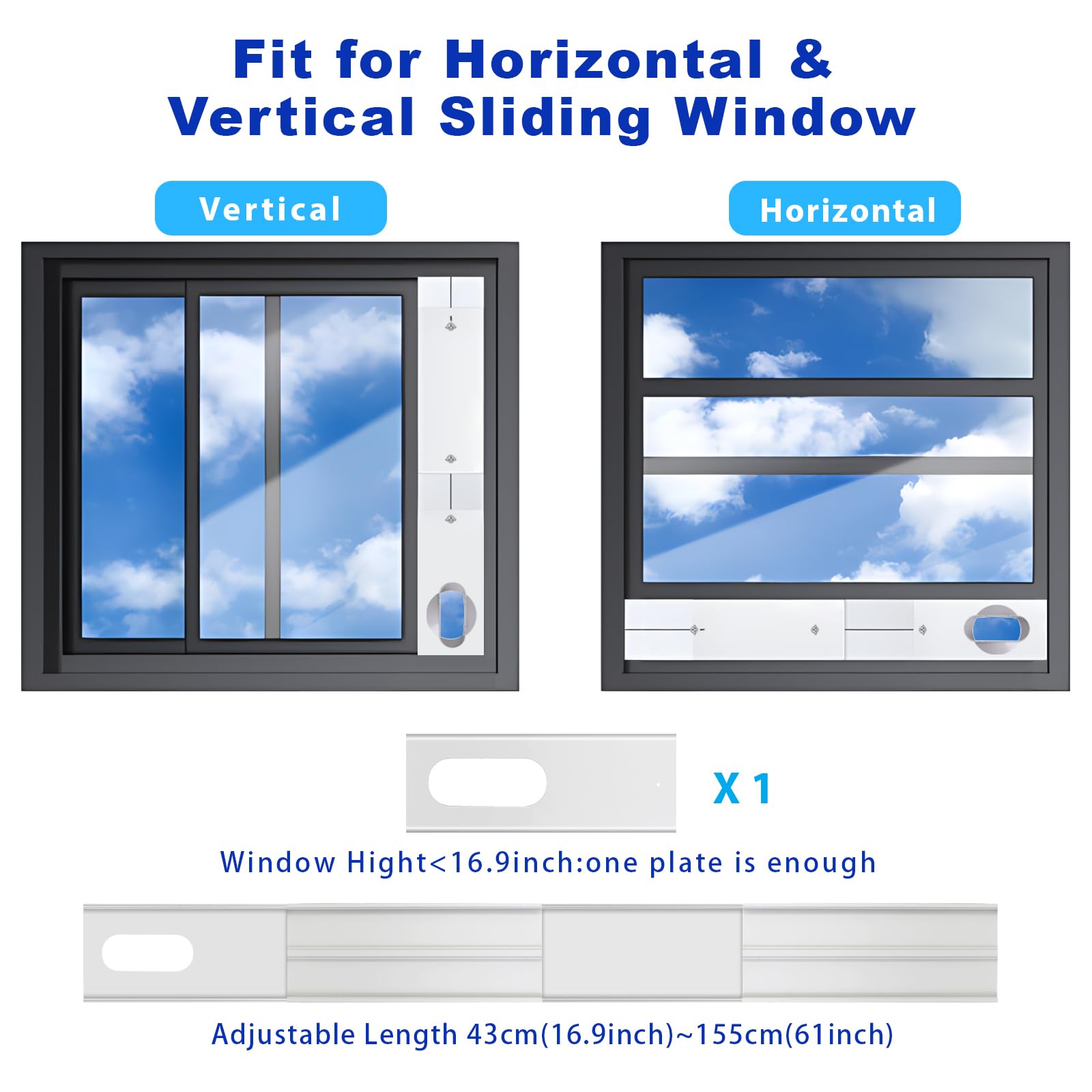 Estoder Portable AC Window Vent Kit with 5.9 Inch Exhaust Hose (78.7Inch Length), Adjustable Window Seal for Portable Air Conditioner, Universal 3x21.7β AC Seal Plate with Coupler for Sliding Windows