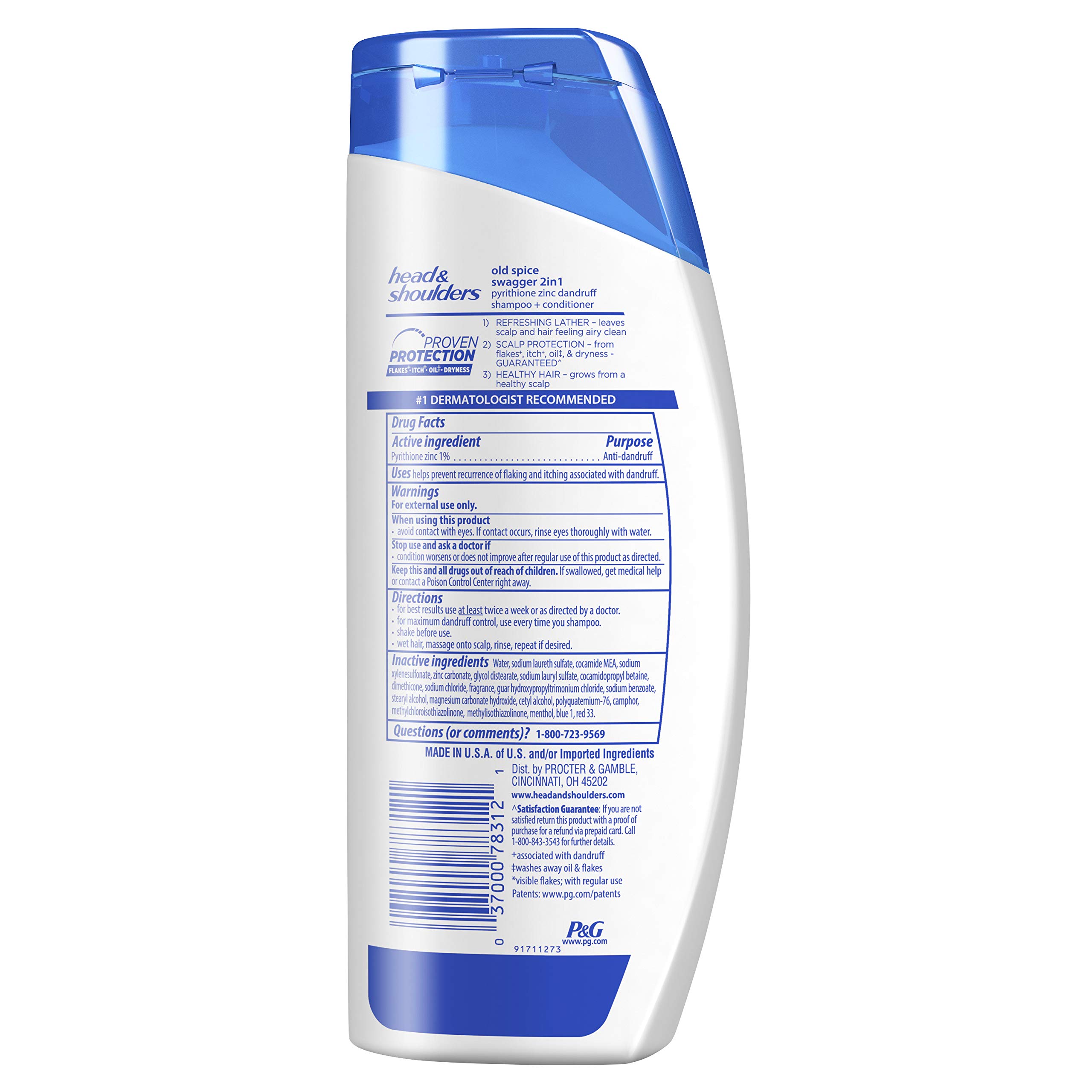 Head & Shoulders Old Spice Swagger Dandruff 2 in 1 Shampoo and Conditioner, 21.9 fl oz
