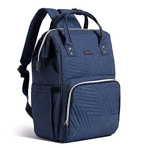 SUNVENO Baby Diaper Backpack Large Capacity Travel Nappy Bag for Mom Dad, Blue