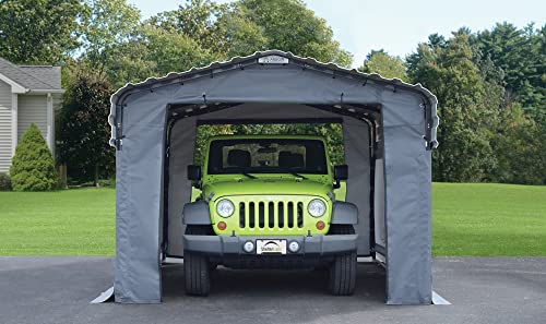 Arrow Sheds Amazon Exclusive 10' x 15' x 7' 29-Gauge Carport with Galvanized Steel Roof Panels and Enclosure Kit, Charcoal