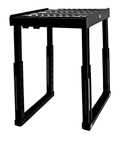 Piffny Locker Organizer Shelfďź Adjustable Width and Height, Stackable, Ideal Locker Shelf for School, Office, Gym Lockers, or Even Kitchen Cabinets & Under Sink Organization (Black)