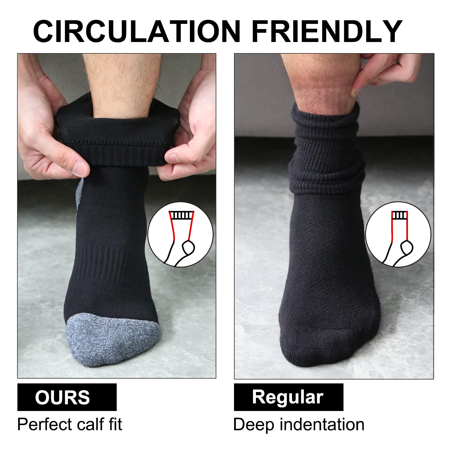 5 Pack Mens Athletic Crew Socks Comfort Fit Quick Dry for Running Working Cycling Training Black 9-12(L)