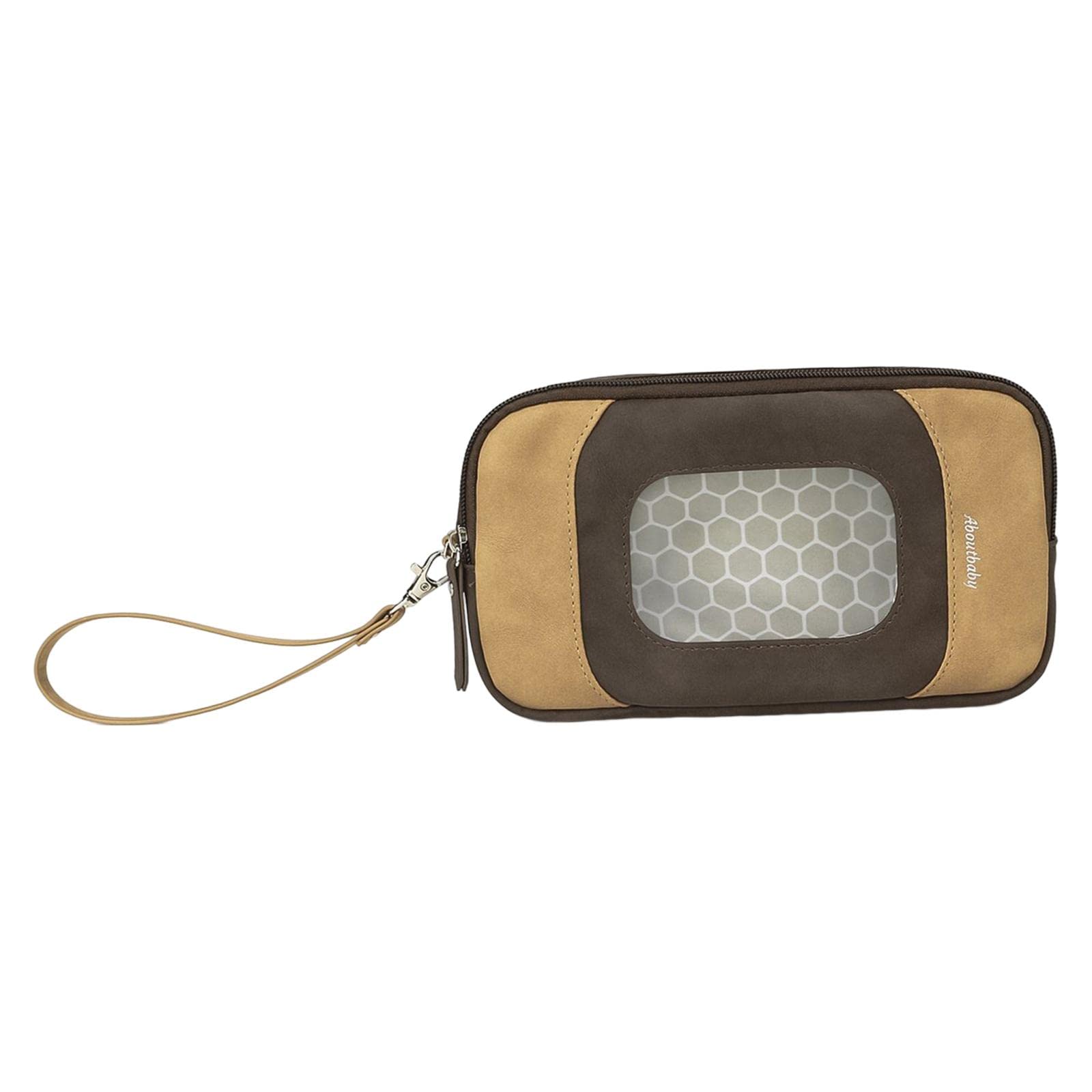 AMLESO Portable Wet Wipes Bag Dispenser Reusable Carrying Case Refillable Wipes Pouch Holder for Outdoor Travel, Brown