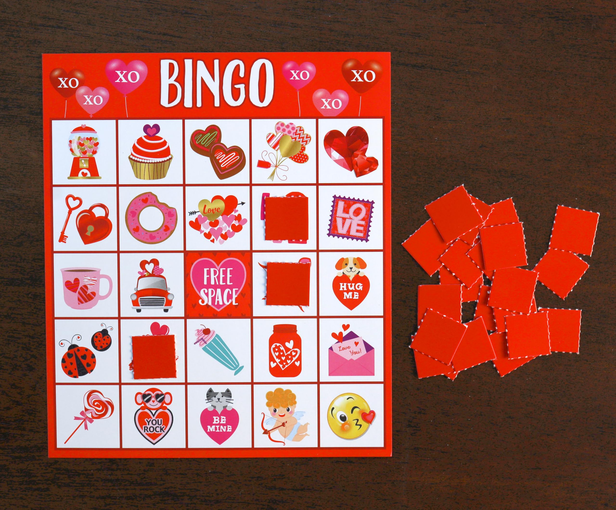 Iconikal Valentine's Day 32 Player Bingo Game Set Classroom Group Activity Fun Interactive Learning School Plus Bonus Game