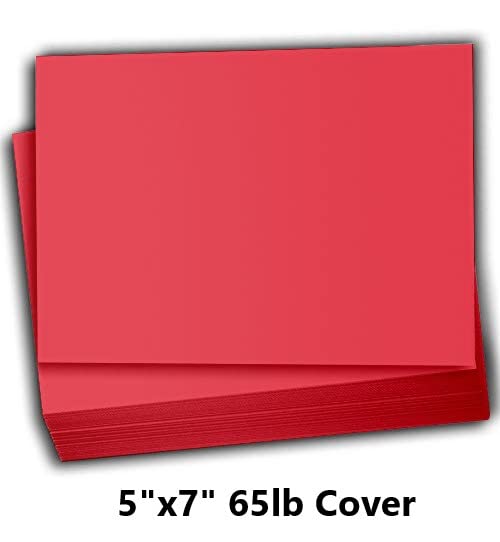 Hamilco Colored Scrapbook Cardstock Paper 5x7 Card Stock Paper 65 lb Cover 100 Pack (Punch Red)