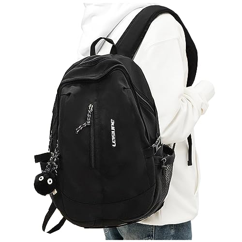 Black School Backpack for Teens Girls Boys, Middle High School Backpacks College Bookbag Laptop Backpacks for Women Men Water-Resistant Daypack Small Lightweight Waterproof Travel Hiking Backpack