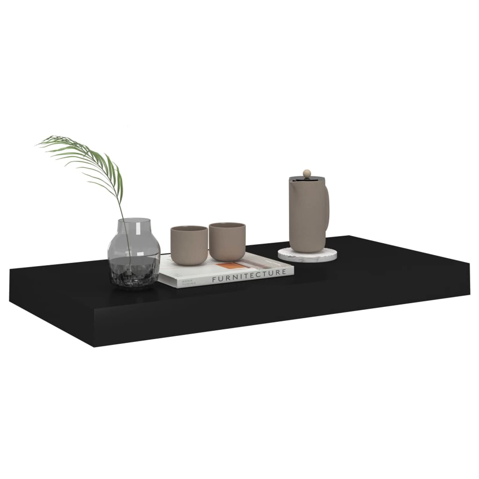 Tidyard 2 Piece Floating Shelves MDF Wall Mounted Shelf Photo Display Stand Storage Rack Black for Living Room, Bedroom, Bathroom, Home, Office Decor 19.7 x 9.1 x 1.5 Inches (L x W x H)