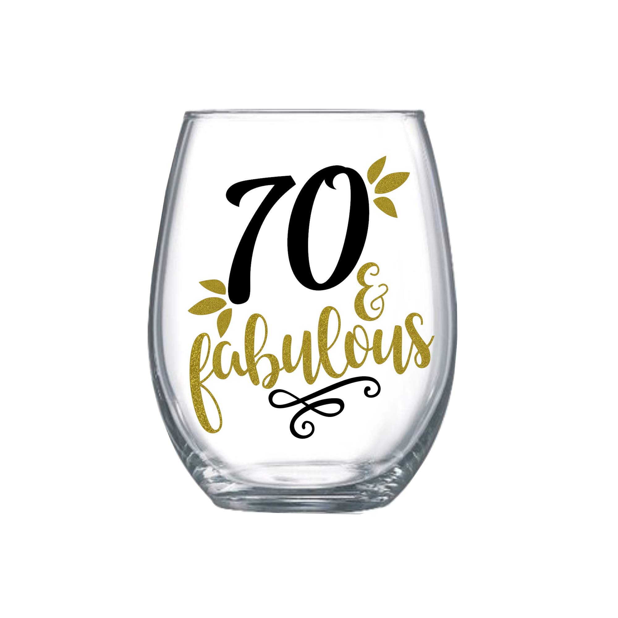 70 and Fabulous gifts for Women Stemless Wine Glass 70th Birthday gift for her 0244