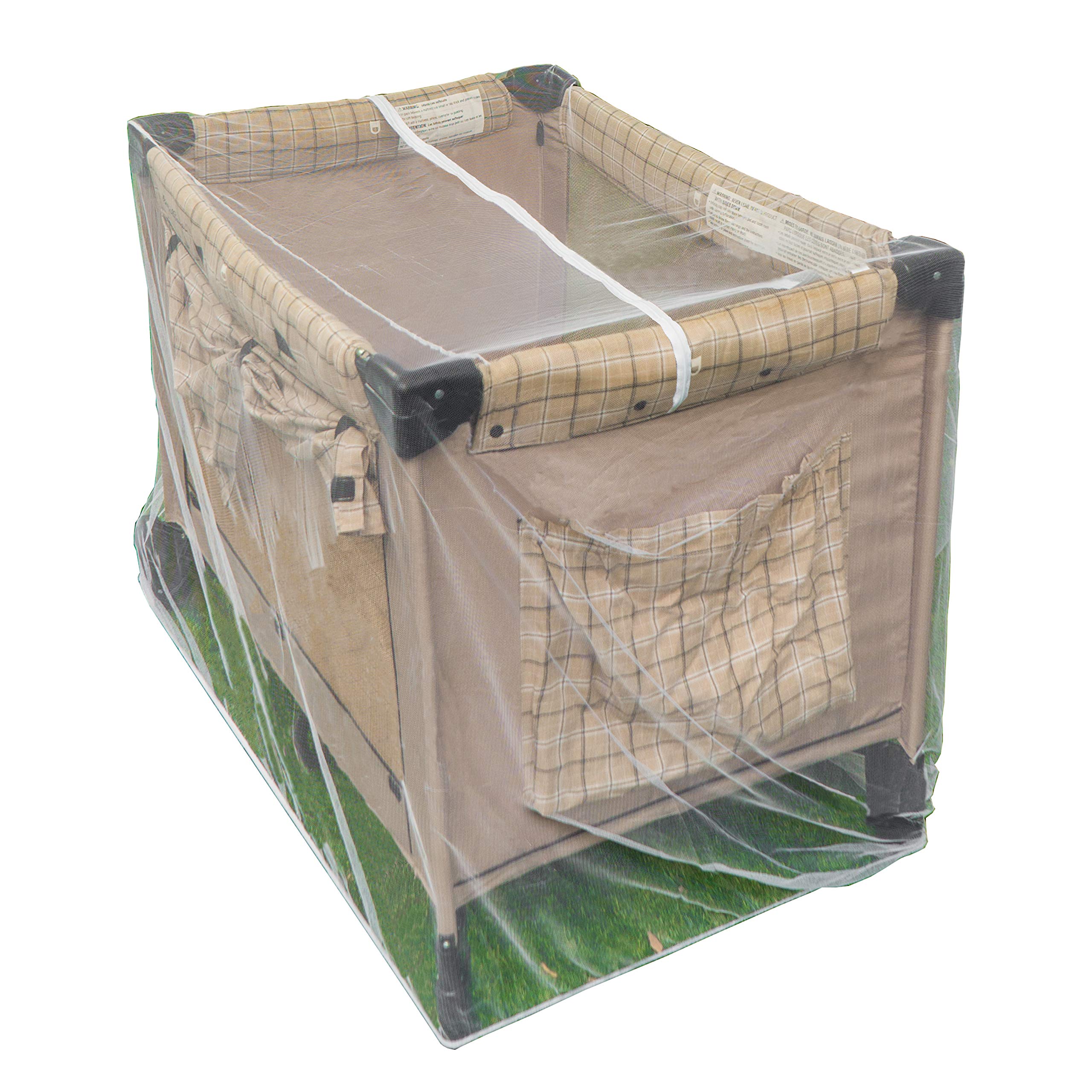 Pack n Play Net with Zippers - Fits Baby Crib, Stroller and Playpen - Universal Size Portable Durable Mesh Netting with Elastic - Complete with Storage Bag Bonus