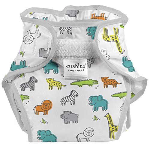 Kushies Baby Infant Waterproof Diaper Wrap, White Safari
