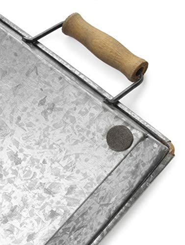 AuldHome Design Galvanized Farmhouse Trays (Set of 2, Small & Medium); Farmhouse Decor Rectangular Trays with Handles