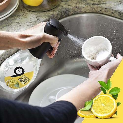 9 Elements Natural Dish Soap, Dishwashing Liquid with Lemon Essential Oils, Made with the Power of Vinegar, 1 Dish Spray Starter Kit & 3 Refills (64 oz Total)