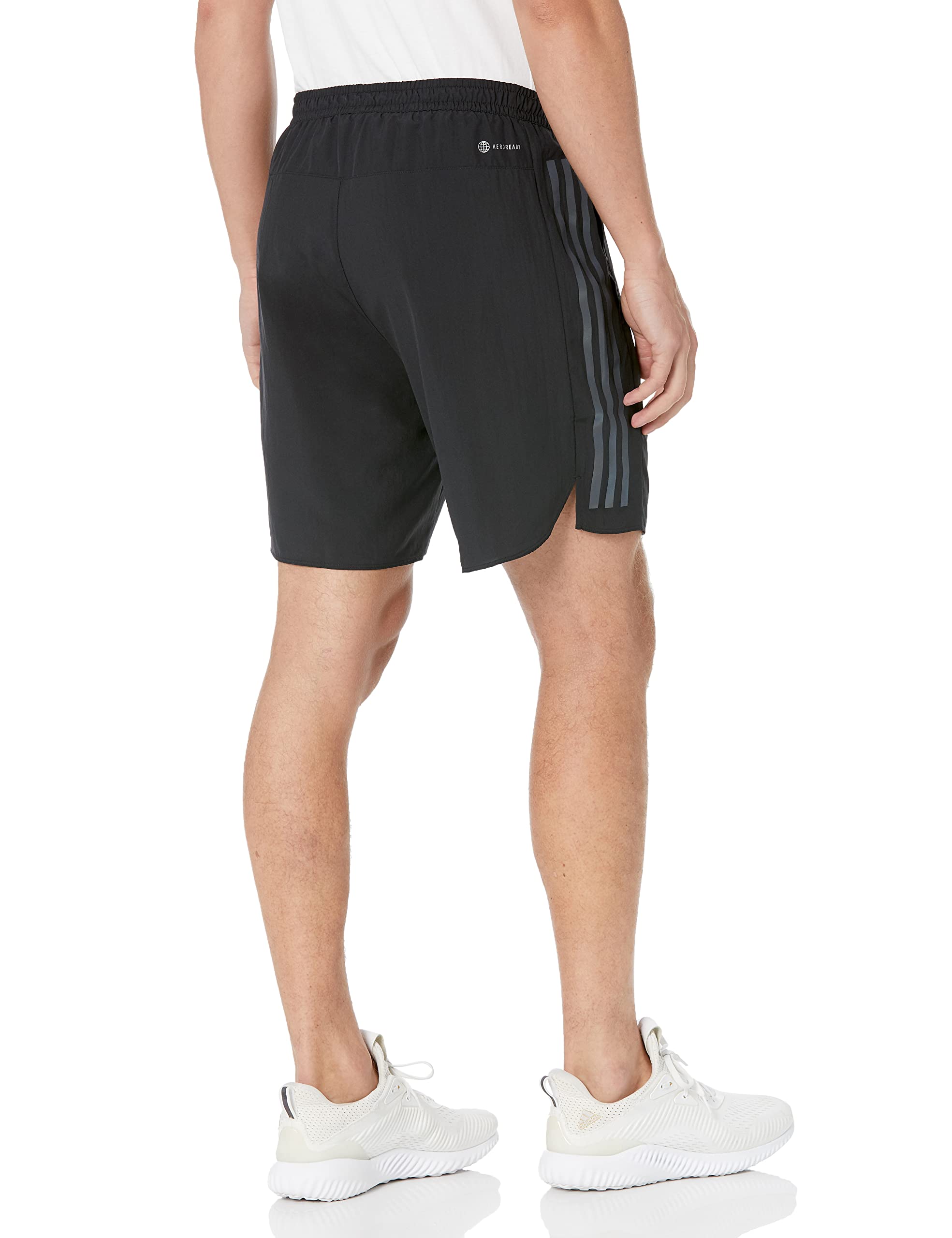 adidas Men's Run Icon Full Reflective 3-Stripes Shorts, Black, Large