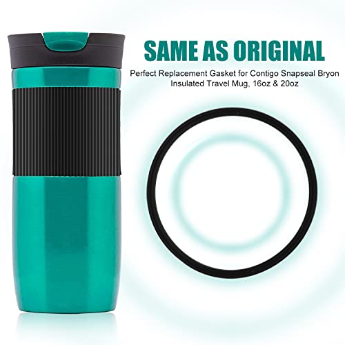 6pcs Replacement Rubber Lid Seals Compatible with 16 & 20 oz Contigo Snapseal Byron Travel Mug Ring, Leak-Proof Rubber Seals Lid Gaskets Replacement for Contigo Mugs (Black)