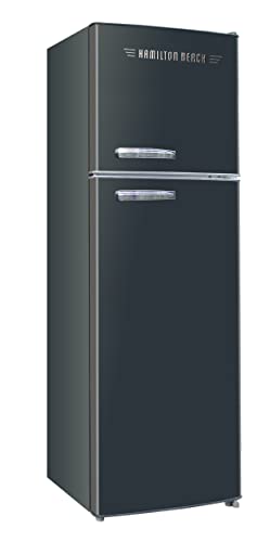 Hamilton Beach HBF1050-BLACK Retro Top Freezer Apartment Size Refrigerator, Black, 10 cu ft