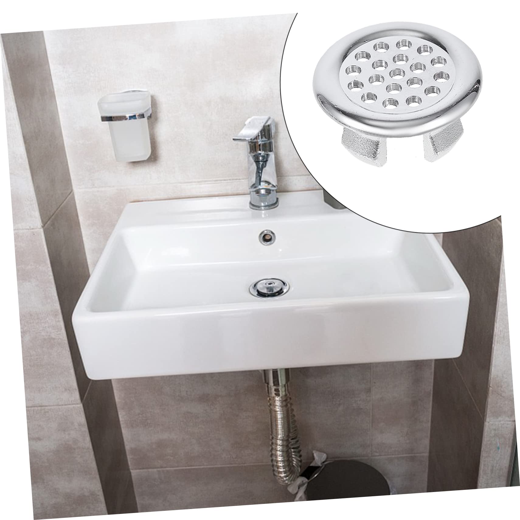 Angoily 20pcs Wash Basin Overflow Ring Kitchen Drain Cap Cover Sink Basin Trim Bathtub Drain Cover Sink Hole Cover Insert Round Hole Insert Spares Sink Trim Ring Plastic Ceramics Round Cap