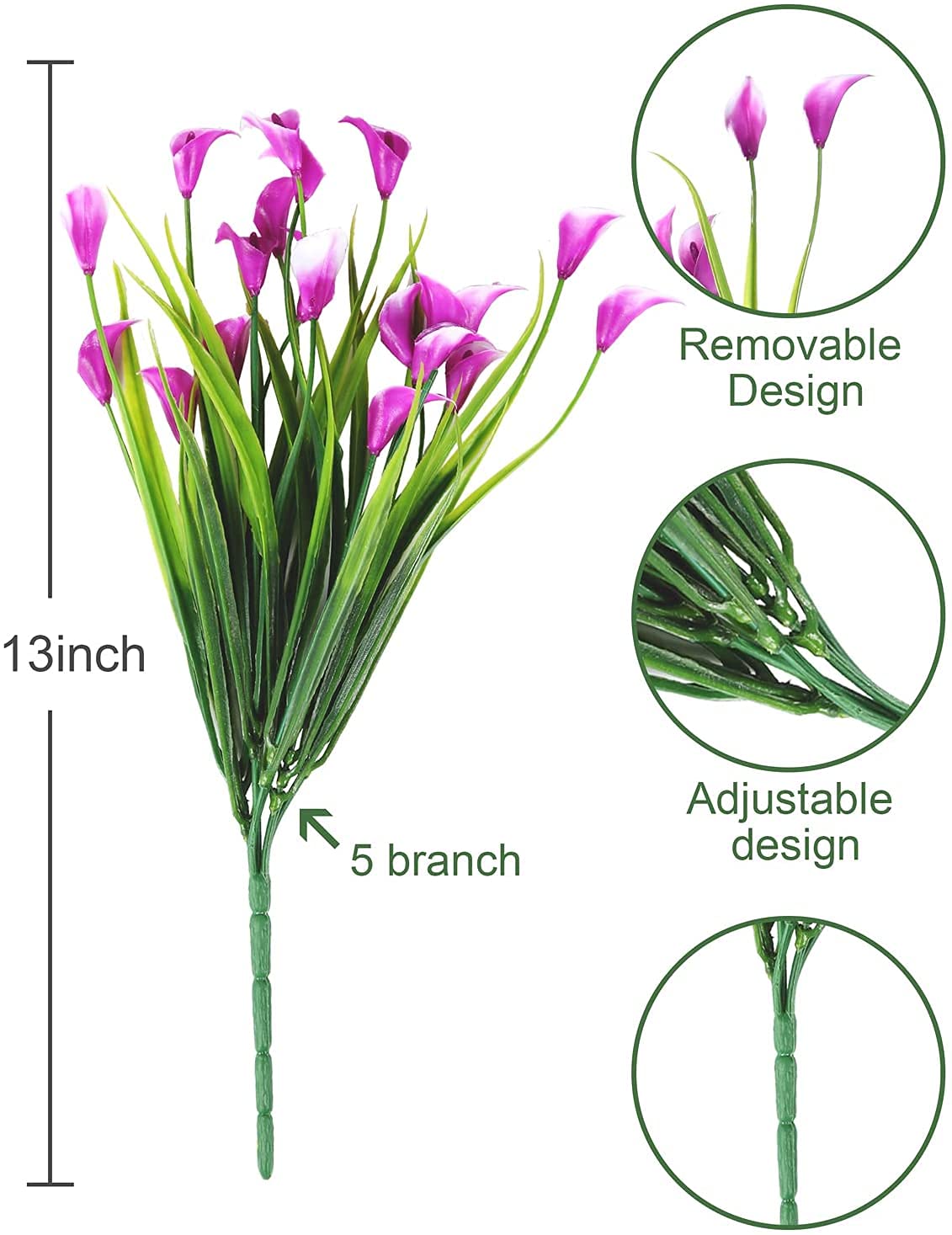 Doolitt 10 bunchs Artificial Flowers, Artificial Plants Outdoor Flowers Fake Mini Calla Lily Artificial Plants Anti-Ultraviolet Greenery Garden Home Decoration
