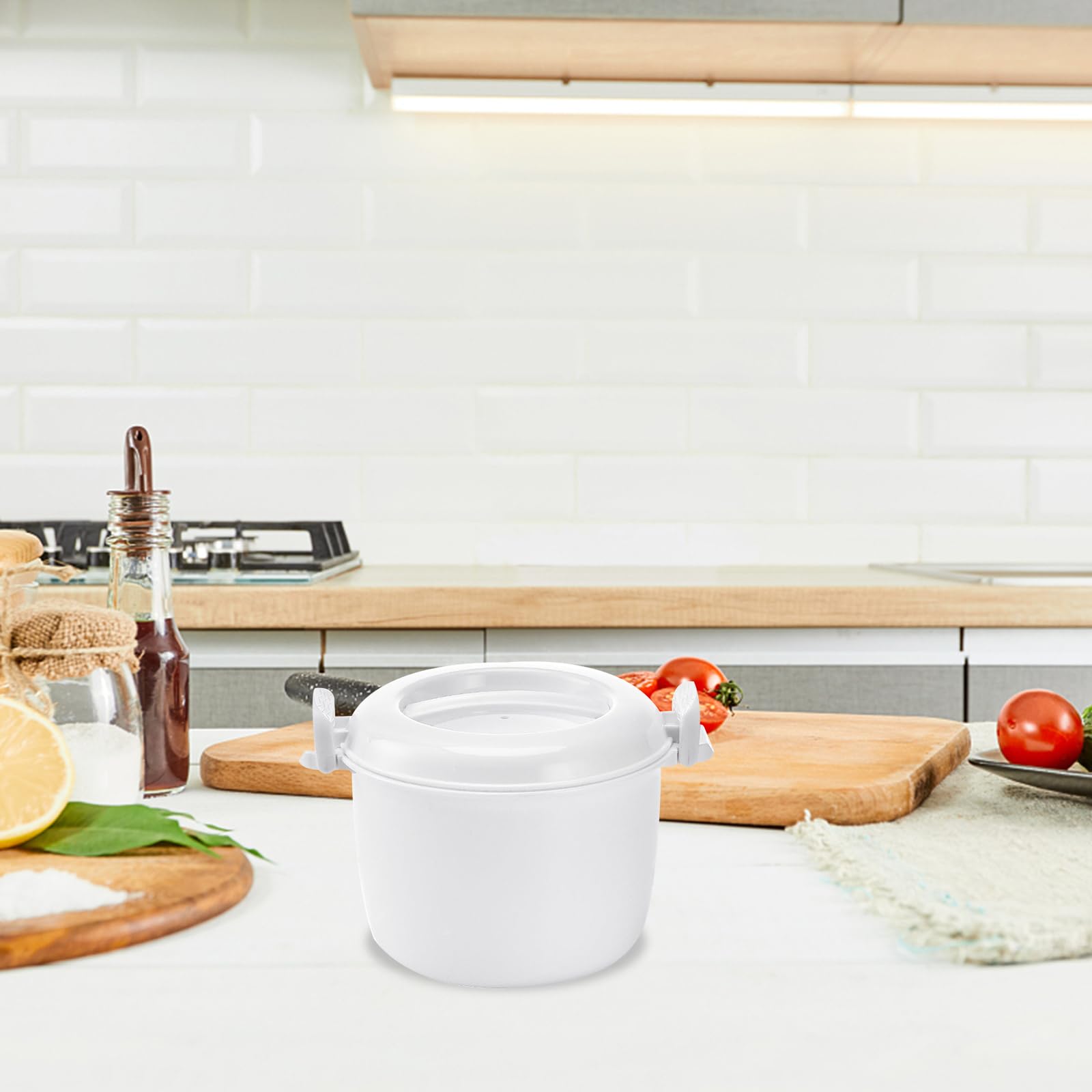 Angoily Small Microwave Rice Maker: Portable Microwave Rice Cooker Vegetable Steamer Set Microwavable Pasta Cooker, Kitchen Non- Stick Pot Bacon Cooker for Cooking Soup Rice Stews Oatmeal 18x18x15cm