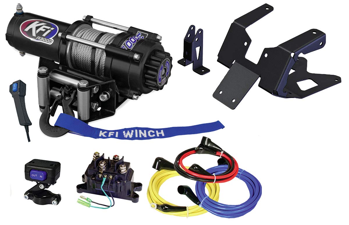 KFI A3000 3000lb Winch & 101275 Winch Mount kit Compatible/Replacement for 2016-2021 Yamaha Grizzly 700 4x4