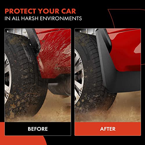 A-Premium Set of 4PCS Mud Flaps Splash Guards Mudguards Mudflaps with Hardware Kits Accessory Compatible with Ford F-150, 2015-2020 Pickup, (W/o Fender Flares), Black Color, Front LH RH and Rear LH RH
