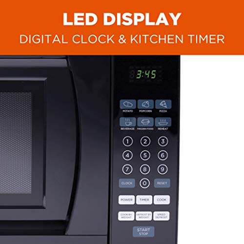 BLACK+DECKER BCRK25B Compact Refrigerator Energy Star Single Door Mini Fridge with Freezer, 2.5 Cubic Feet, Black & Commercial Chef CHM770B Countertop Microwave, 0.7 Cubic Feet, Black