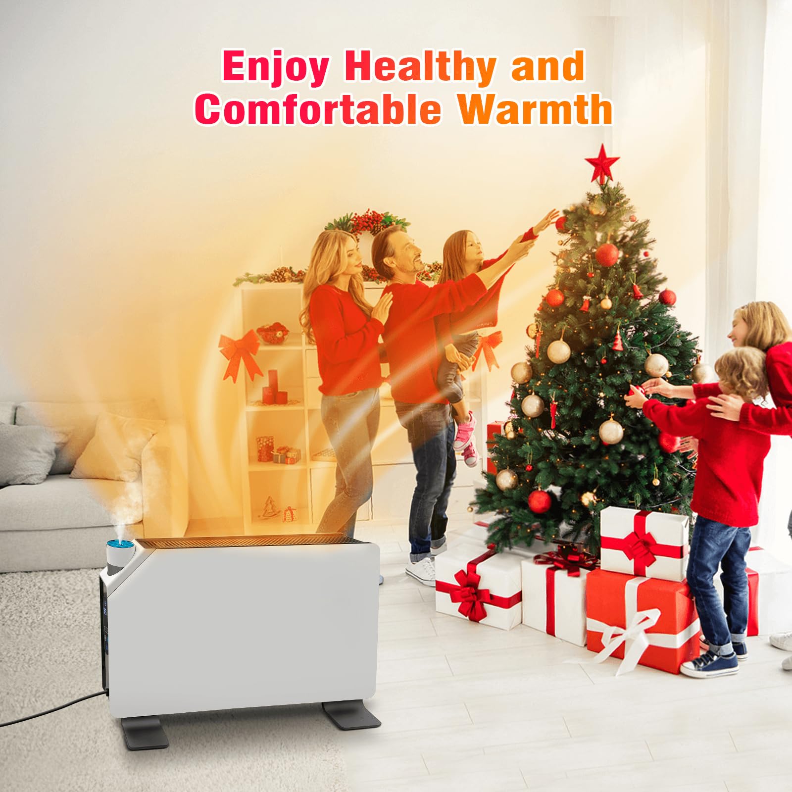 CTSC Convection Heater - Panel Heater - Space Heater Indoor Large Room - 750W/1500W Convection Panel Heater with Remote Control, Adjustable Thermostat, Freestanding/Wall Mount Large Room Heater